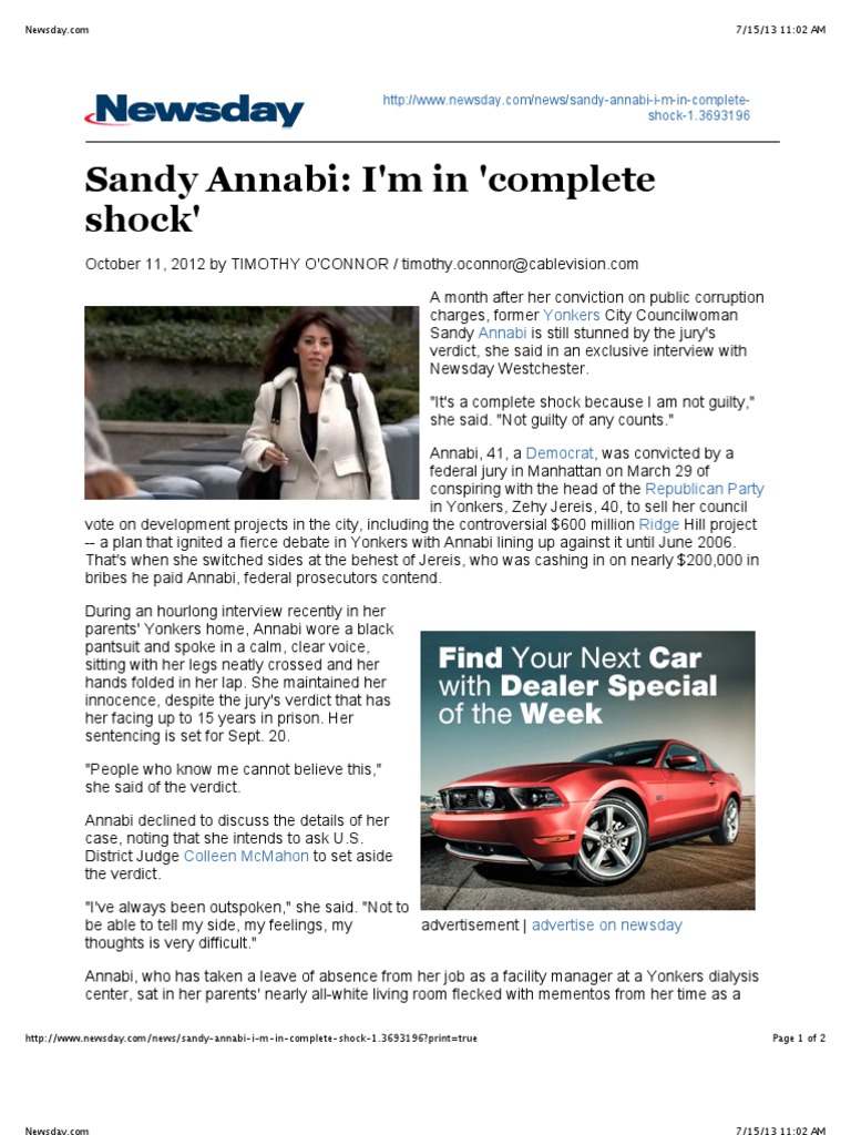 Sandy Annabi: I'm in 'Complete Shock' | PDF | Verdict | Prosecutor