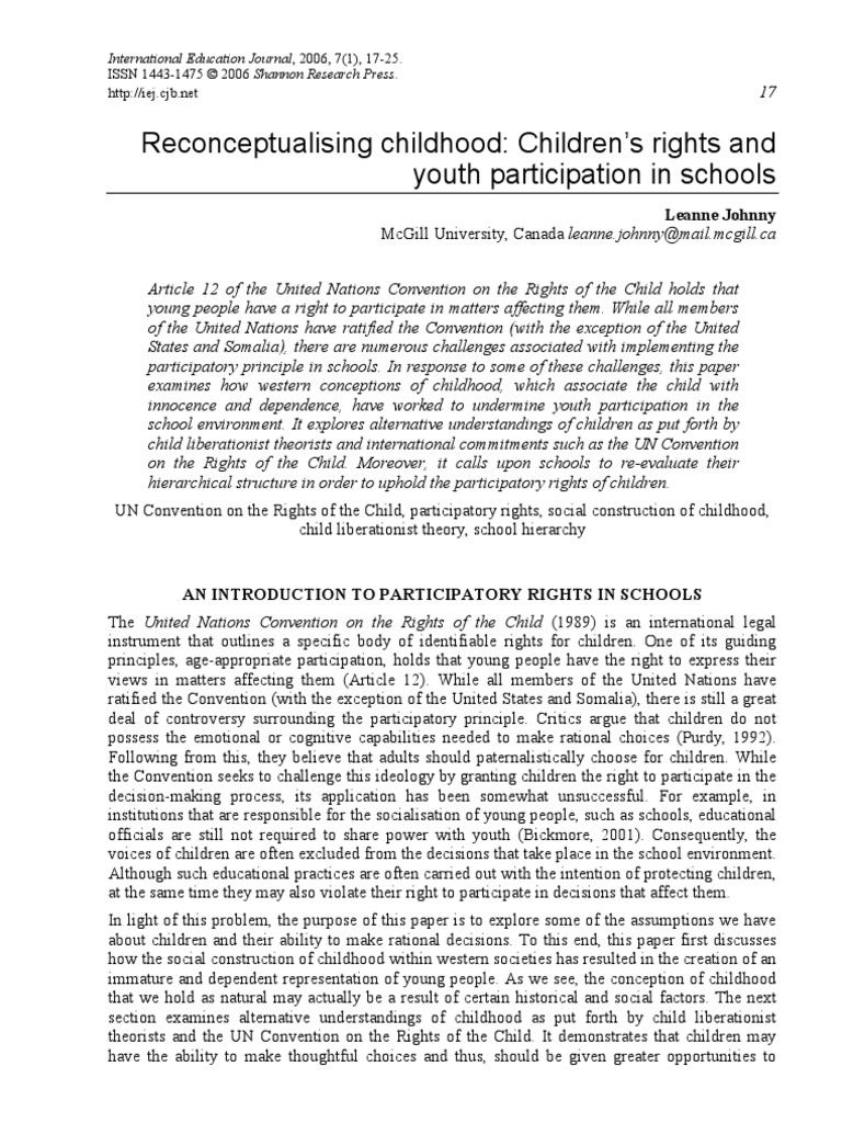 Reconceptualising Childhood | PDF | Childhood | Youth