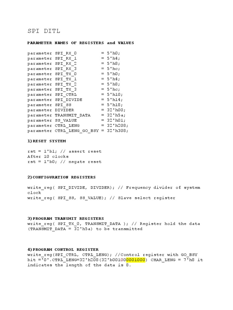 SPI Register Configuration Guide | PDF