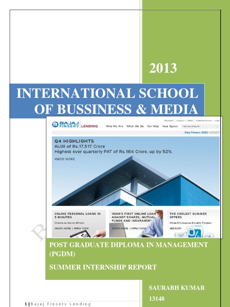 Project Report On BFL | PDF | Loans | Credit (Finance)