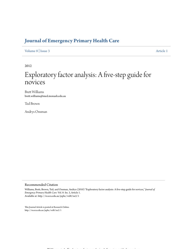 Exploratory Factor Analysis - A Five-Step Guide For Novices | PDF ...