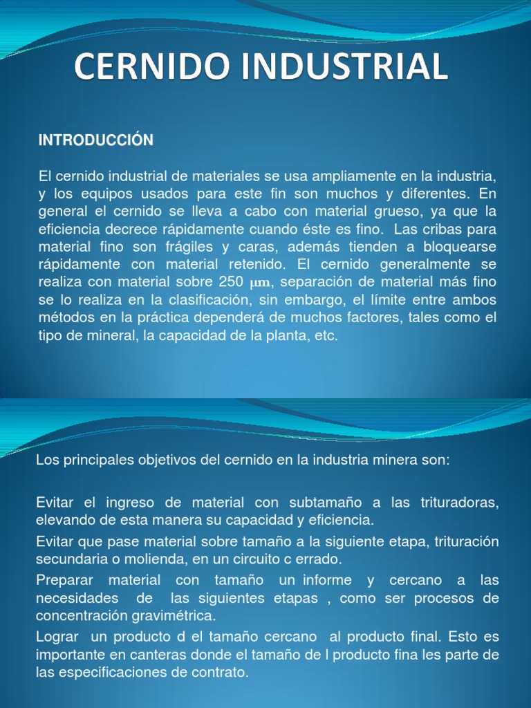 Cernido Industrial | PDF | Minería | Movimiento (física)