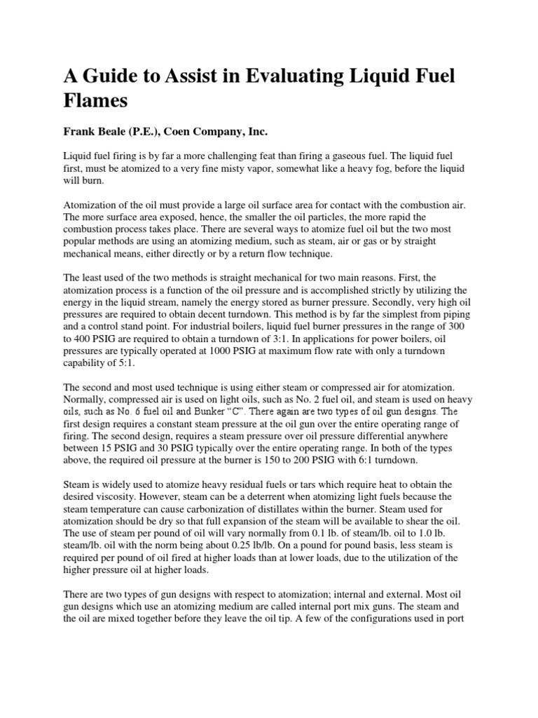 A Guide To Assist in Evaluating Liquid Fuel Flames | PDF | Fuel Oil ...