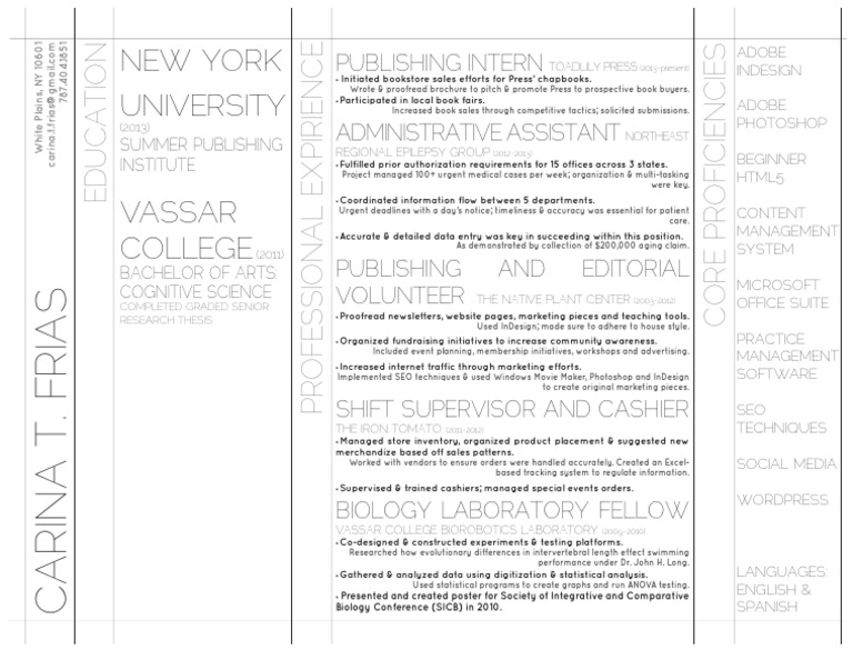 Carina T. Frias Resume | PDF | Adobe In Design | Marketing