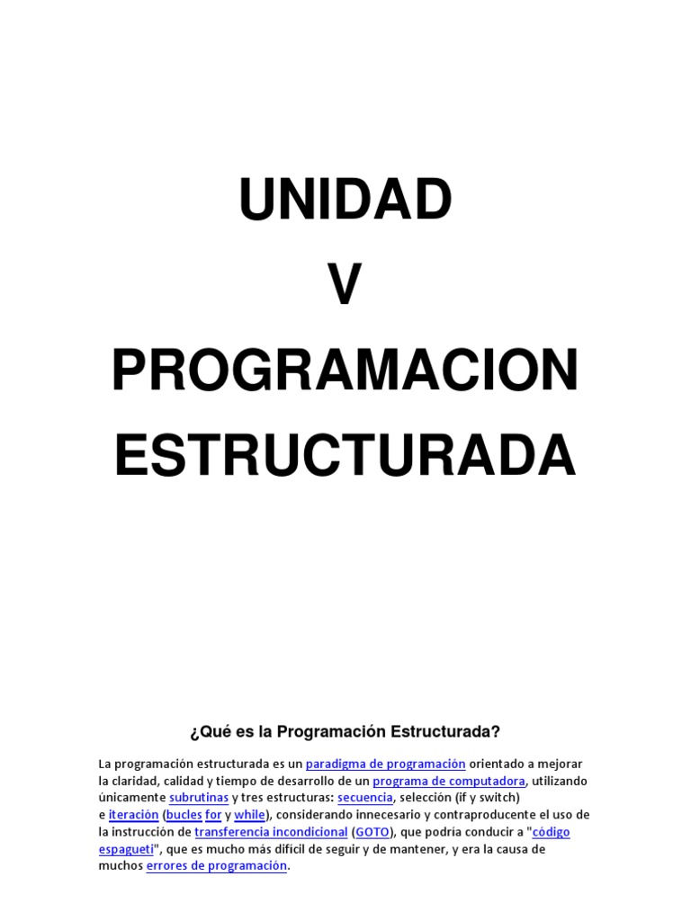 Programación Estructurada: Principios y Ventajas | PDF | Estructura de ...