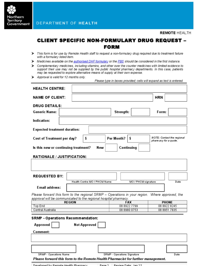 Client Specific Non Formulary Drug Request Form | PDF