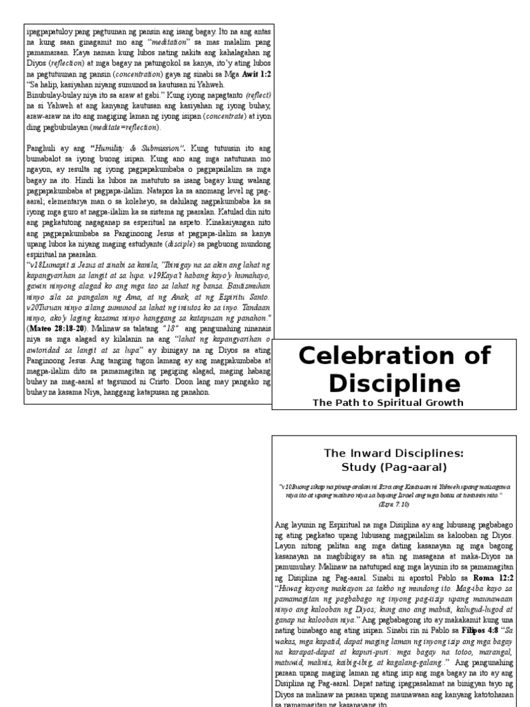 Celebration of Discipline Part 1 The Inward Disciplines 4 Study | PDF
