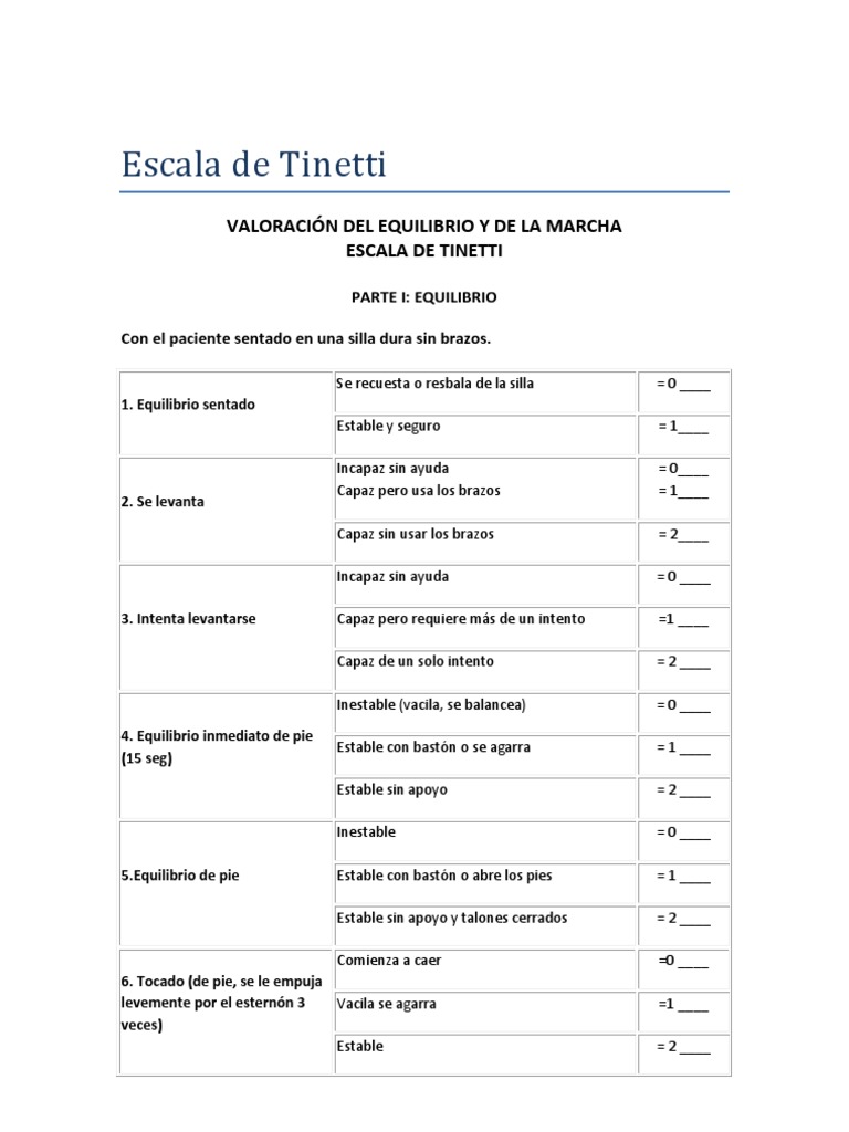 Escala de Tinetti | PDF