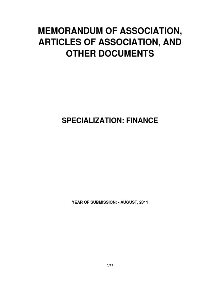 MOA and AOA For Scribd | PDF | Securities (Finance) | Articles Of Association