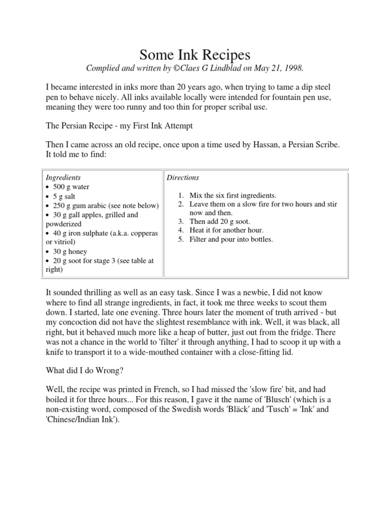 Some Ink Recipes | PDF | Ink | Printer (Computing)