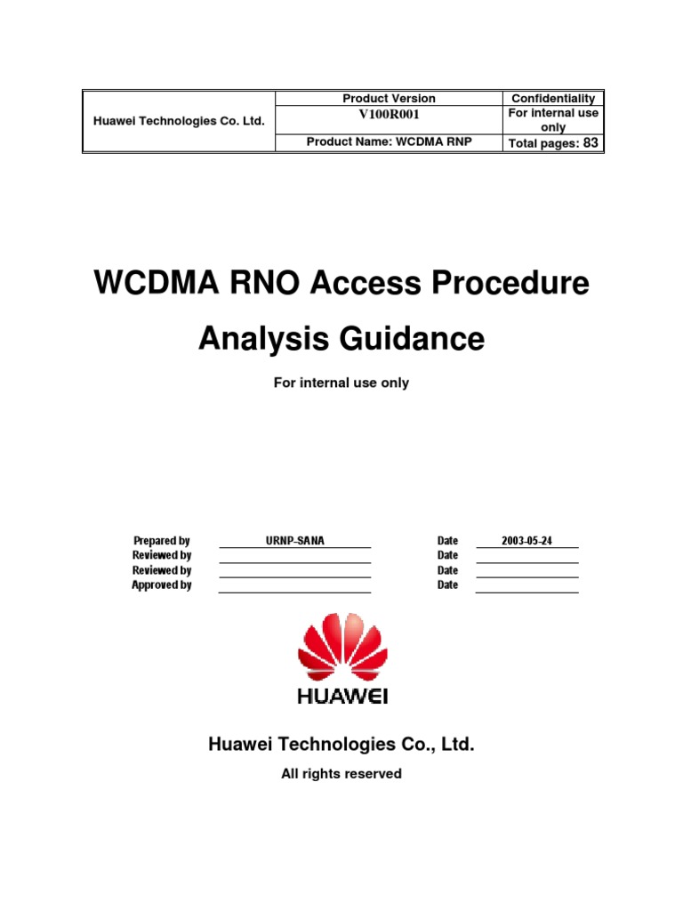 WCDMA HUAWEI WCDMA RNO Access Procedure Analysis Guidance | PDF ...