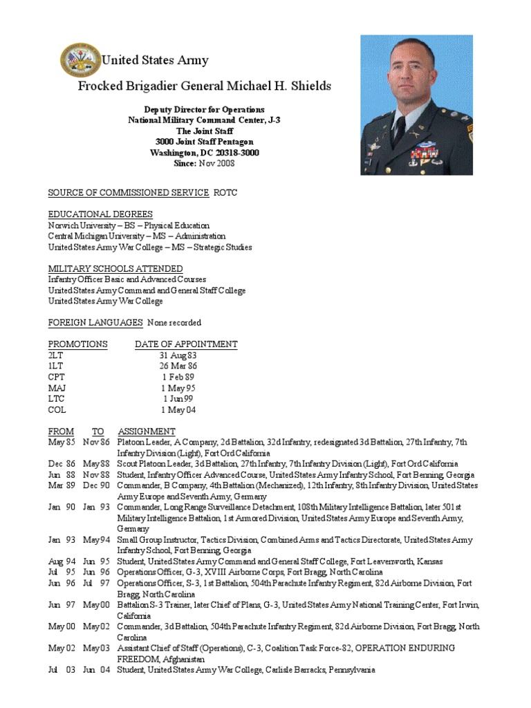 BG Michael H. Shields | PDF | 82nd Airborne Division | United States Army