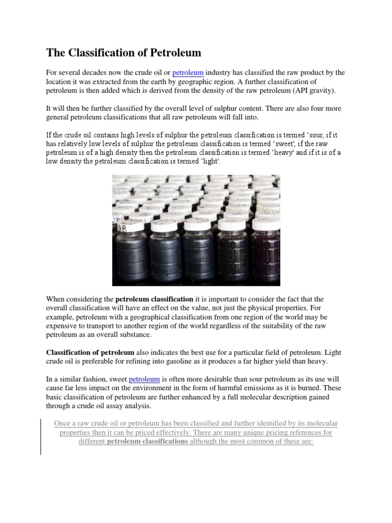The Classification of Petroleum | PDF | Oils | Petroleum