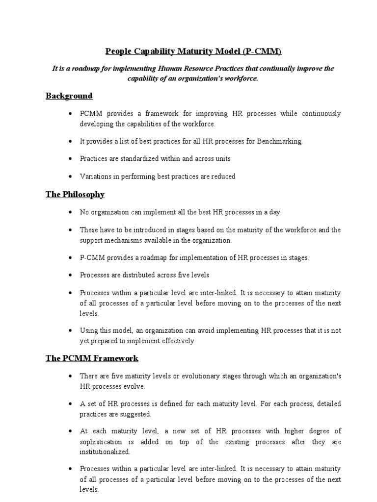 Implementing a People Capability Maturity Model Framework: A Staged ...