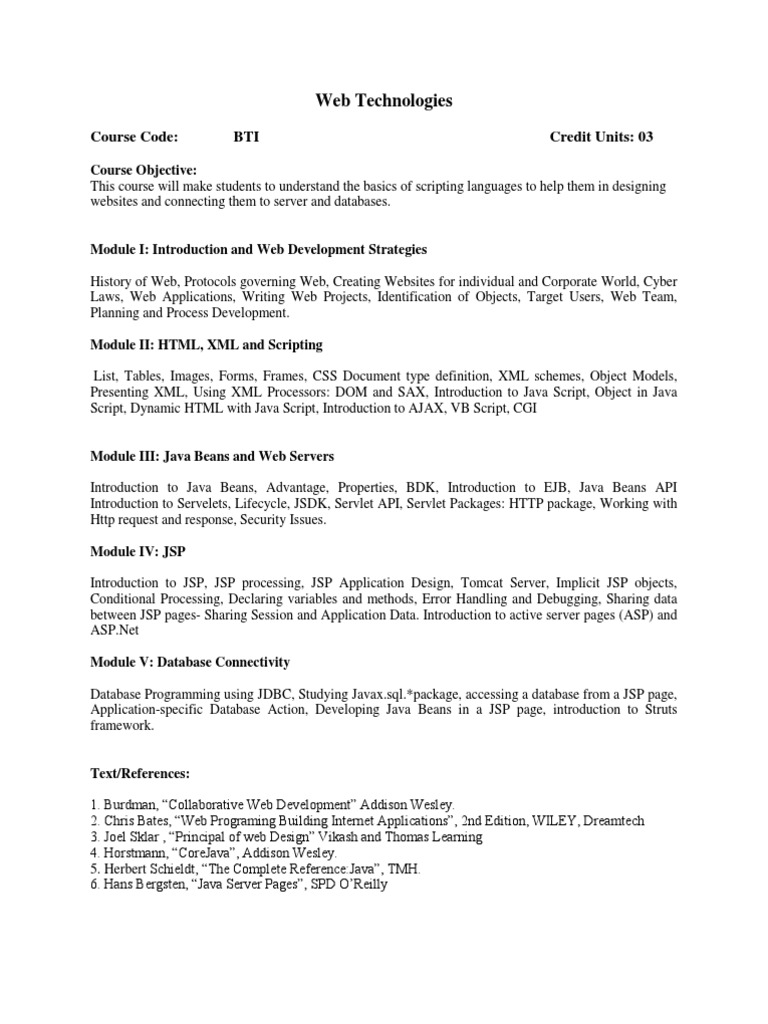 Syllabus Cyber Security And Web Technologies Pdf Java Servlet