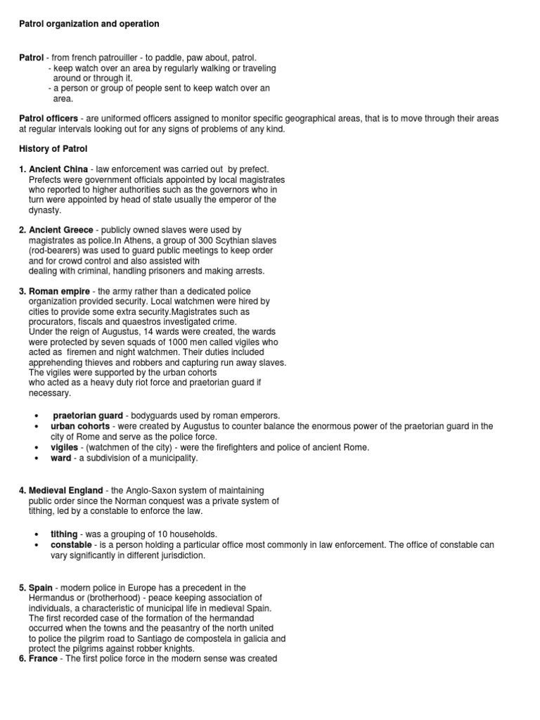 Patrol Organization and Operations: A Comprehensive History of Policing ...