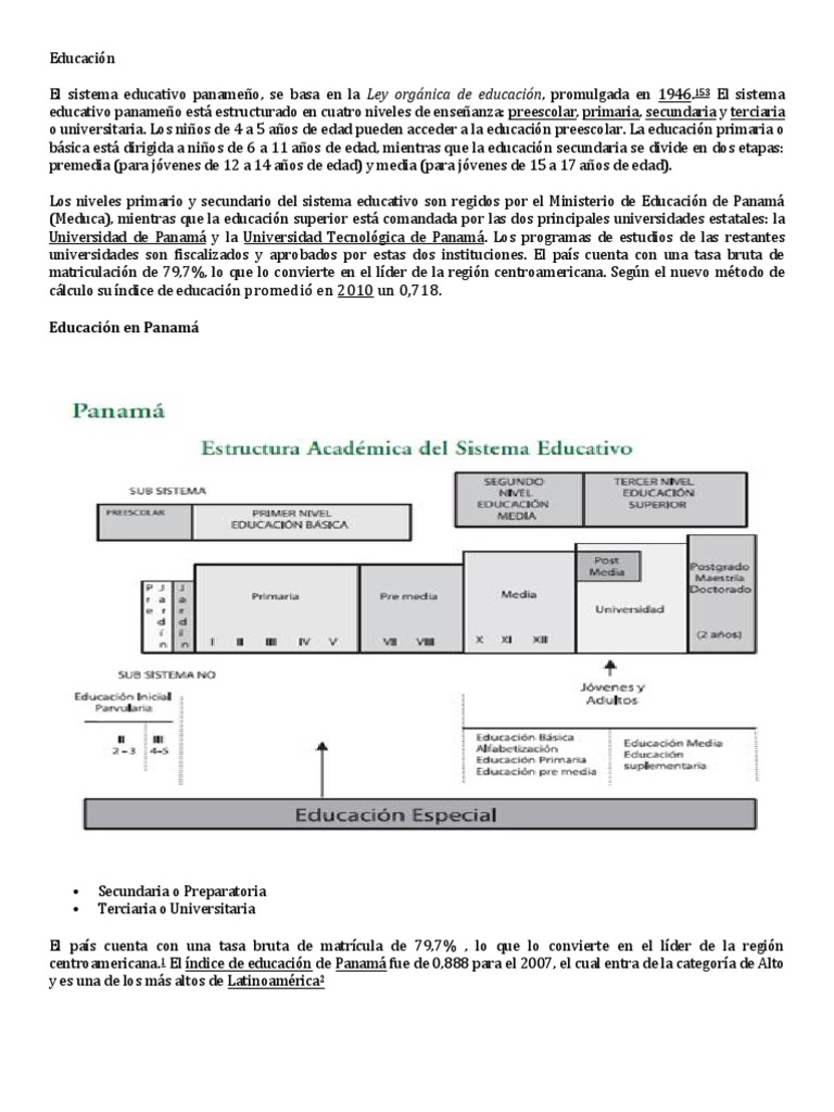 Estructura del Sistema Educativo Panameño | PDF | Panamá | Educación ...