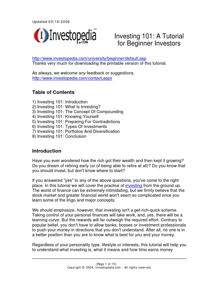 Investing 101 Pdf