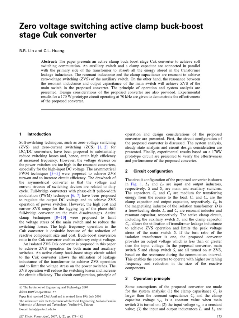 Zero Voltage Switching Active Clamp Buck-Boost | PDF | Electrical ...