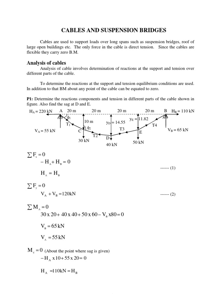 Cable Tension Analysis in Bridges | PDF | Physics | Teaching Mathematics