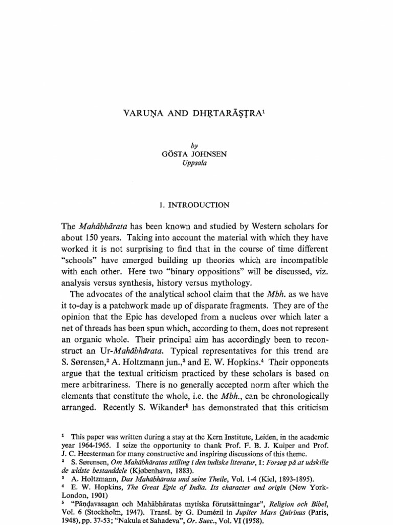Varuna and Dhrtarāstra | PDF | Mahabharata | Hindu Mythology