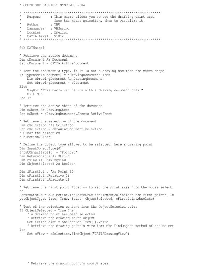 Catia Script For Sheet Layout | PDF