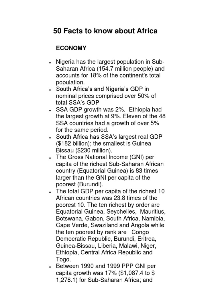50 Facts About Africa | PDF