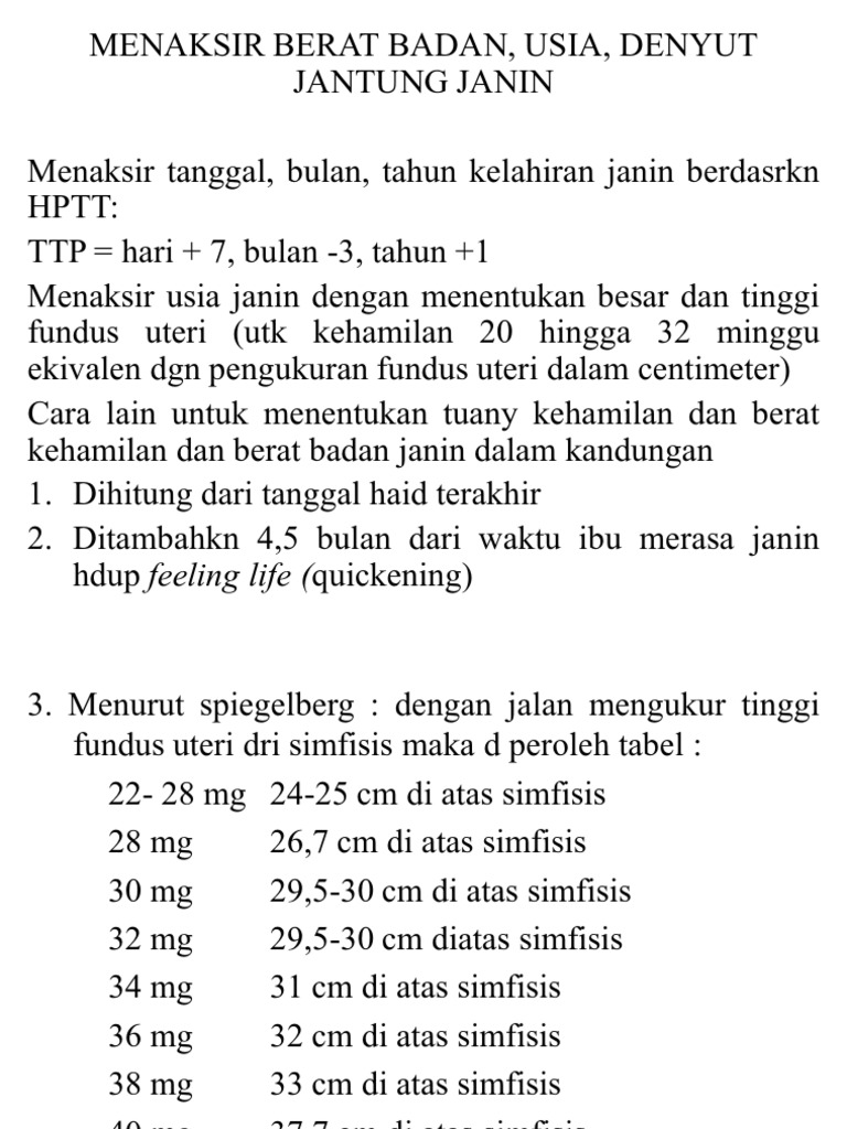 Menaksir BB DJJ Usia Janin Pada Persalinan Normal Pemicu 3 | PDF ...