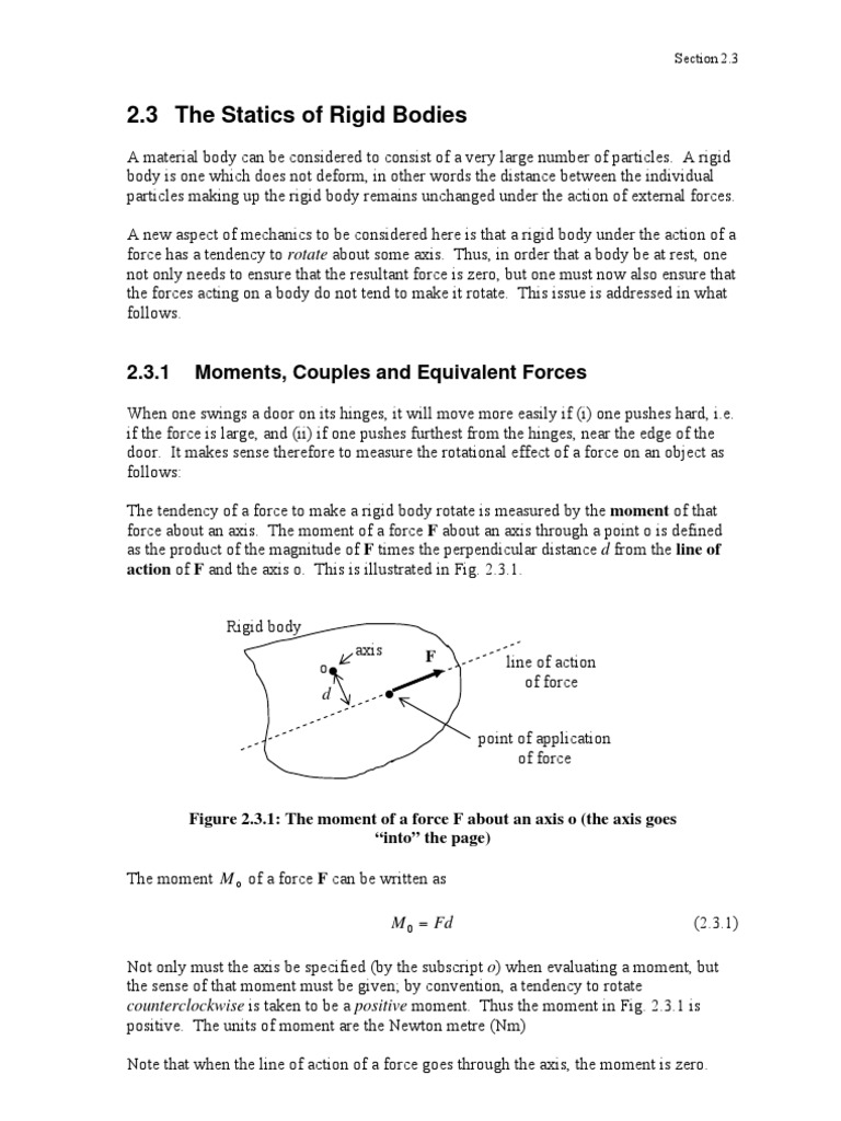 Statics of Rigid Bodies 03 Rigid Bodies | Rotation Around A Fixed Axis | Force