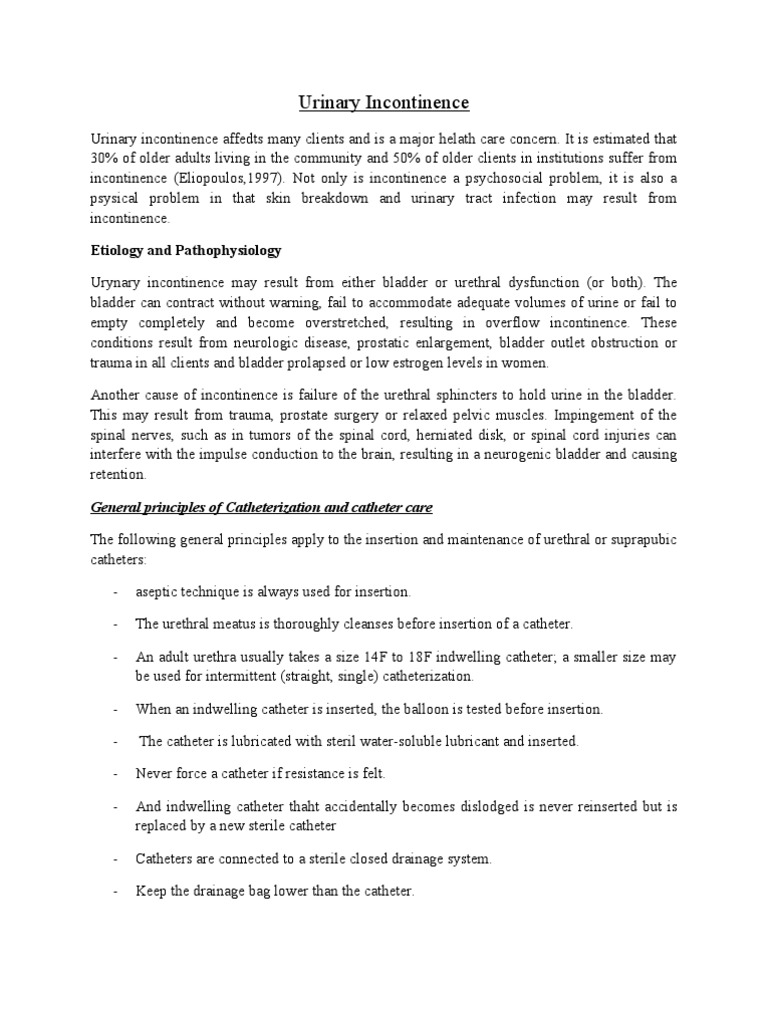 A Comprehensive Overview of Urinary Incontinence: Etiology, Assessment ...