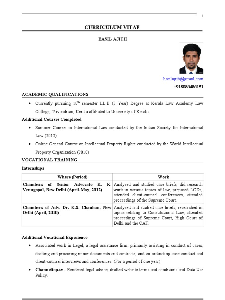 CV of Basil Ajith | PDF | Advocate | Government