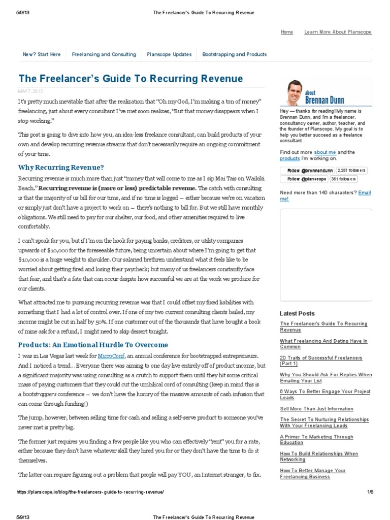 The Freelancer's Guide To Recurring Revenue | PDF | Freelancer | Retail