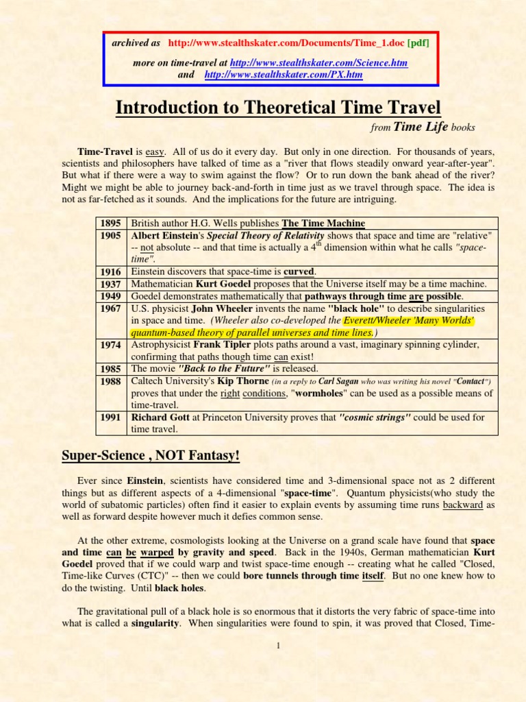 Introduction To Theorethical Time Travel | PDF | Time Travel | Spacetime