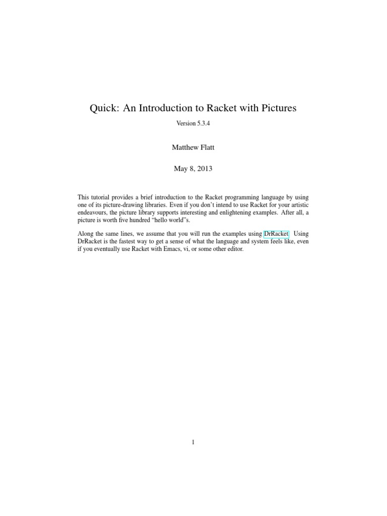Dr Racket Tutorial Pdf Anonymous Function Parameter Computer Programming 9081