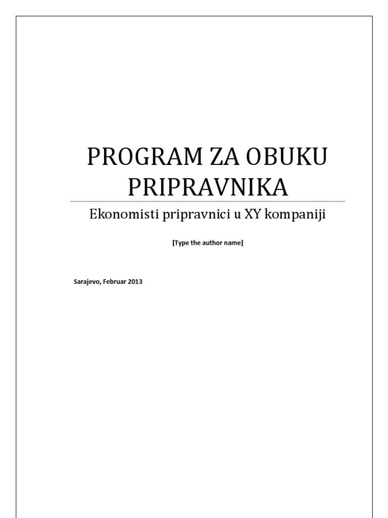 Program Obuke Pripravnika | PDF