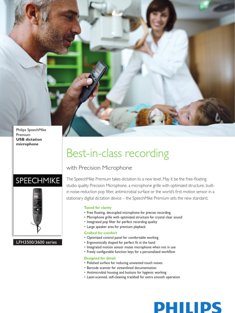 Philips LFH3500 SpeechMike Premium USB Dictation Microphone | PDF ...