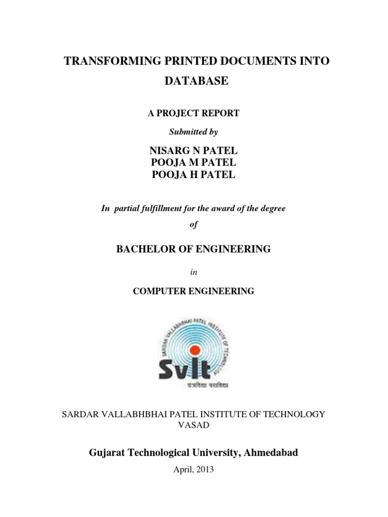 Project Report On OCR | PDF | Optical Character Recognition | Image Scanner