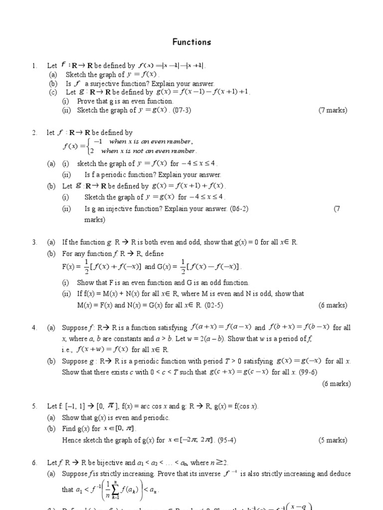 Functions: R R Be Defined by | Download Free PDF | Function (Mathematics) | Mathematical Problem ...
