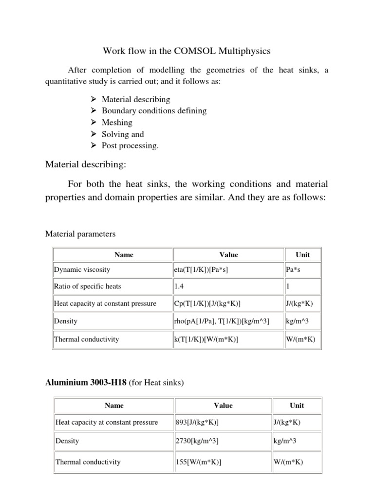 Comsol Heat Sink, Hexagonal Fin Study | PDF | Heat Transfer | Density