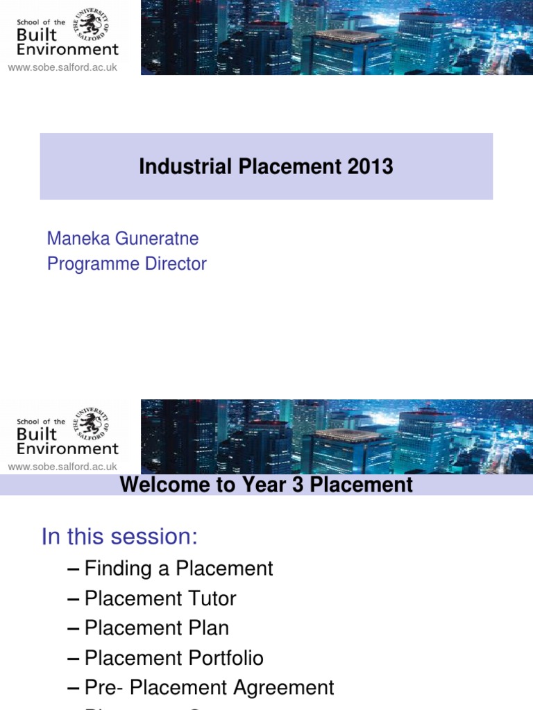 Industrial Placement Lecture | PDF | Tutor | Competence (Human Resources)