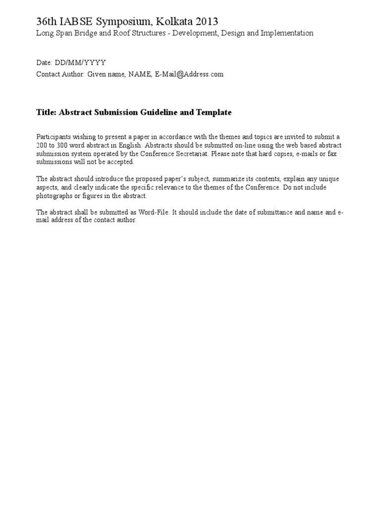Kolkata Symposium Abstract Guidelines | PDF