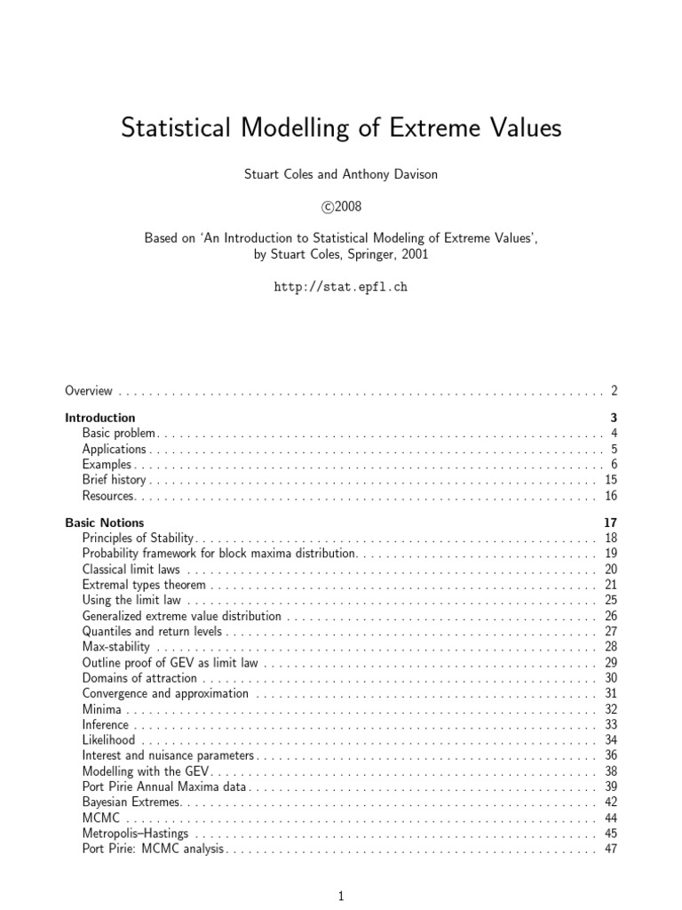 Statistical Modelling of Extreme Values | PDF | Statistical Inference | Statistics