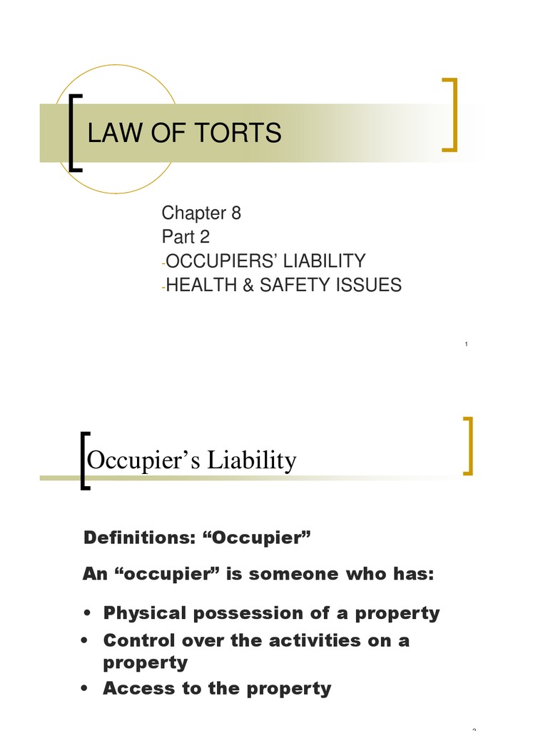 Occupiers' Liability Explained: Key Concepts | PDF | Duty Of Care ...