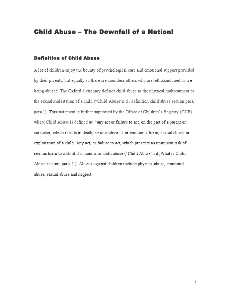 Child Abuse Body Final | PDF | Child Abuse | Child Neglect
