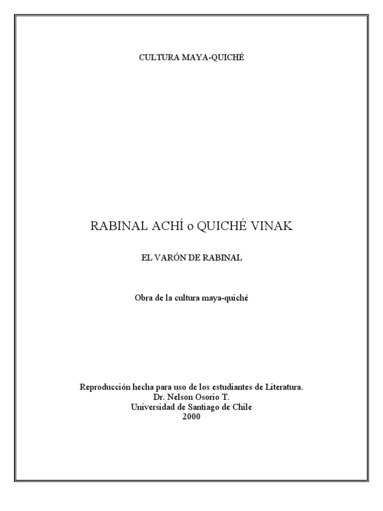 Rabinal Achí.doc | PDF | Personas | Naturaleza