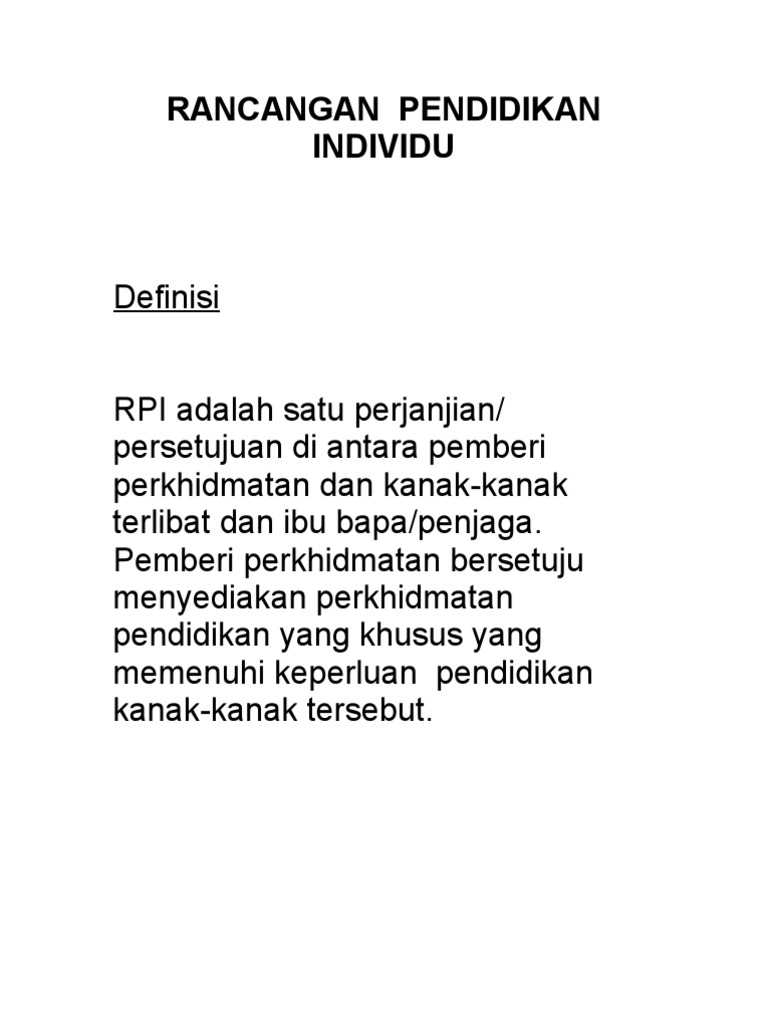 Rancangan Pendidikan Individu | PDF