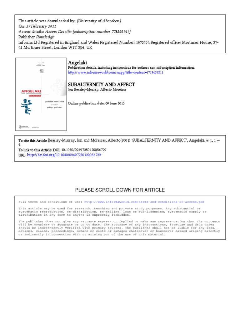 Angelaki: Publication Details, Including Instructions For Authors and ...