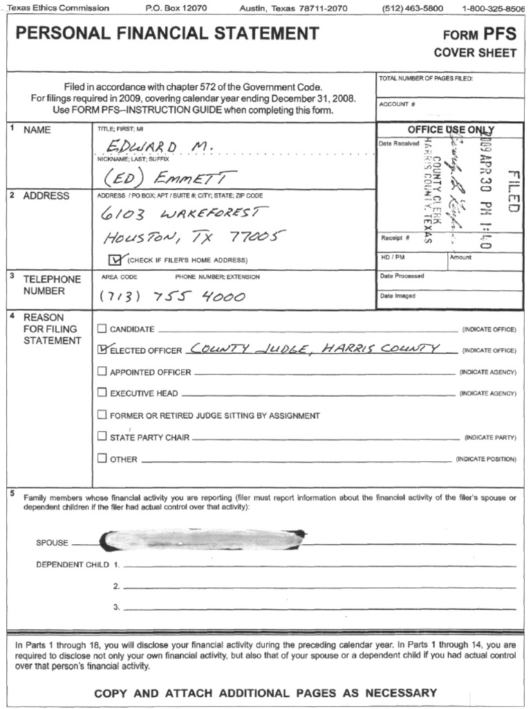Personal Financial Statement Form PFS: Cover Sheet | PDF | Beneficiary ...