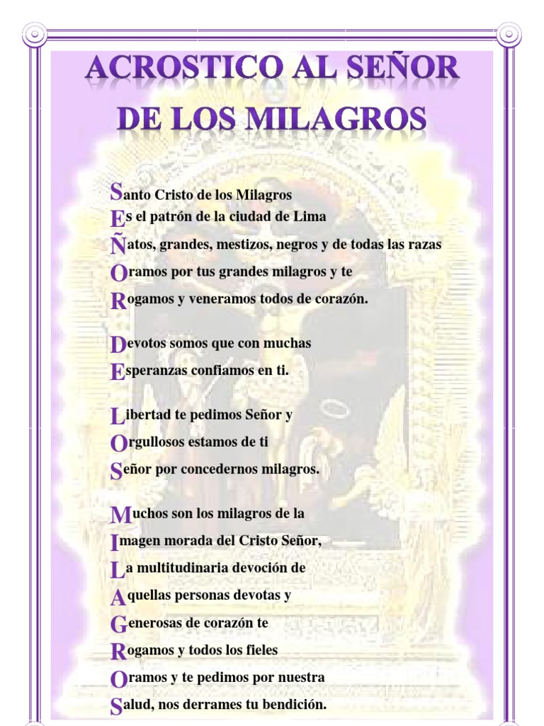 ACROSTICO Santo Cristo de Los Milagros | PDF