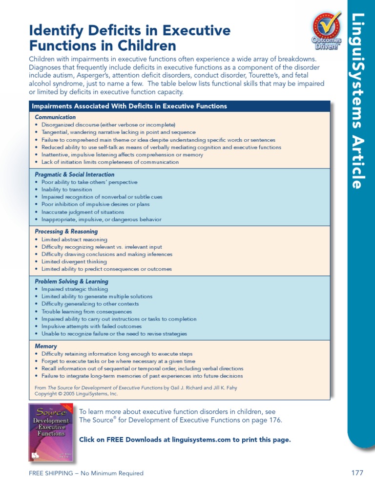 Identify Deficits in Executive Functions in Children | PDF | Executive ...